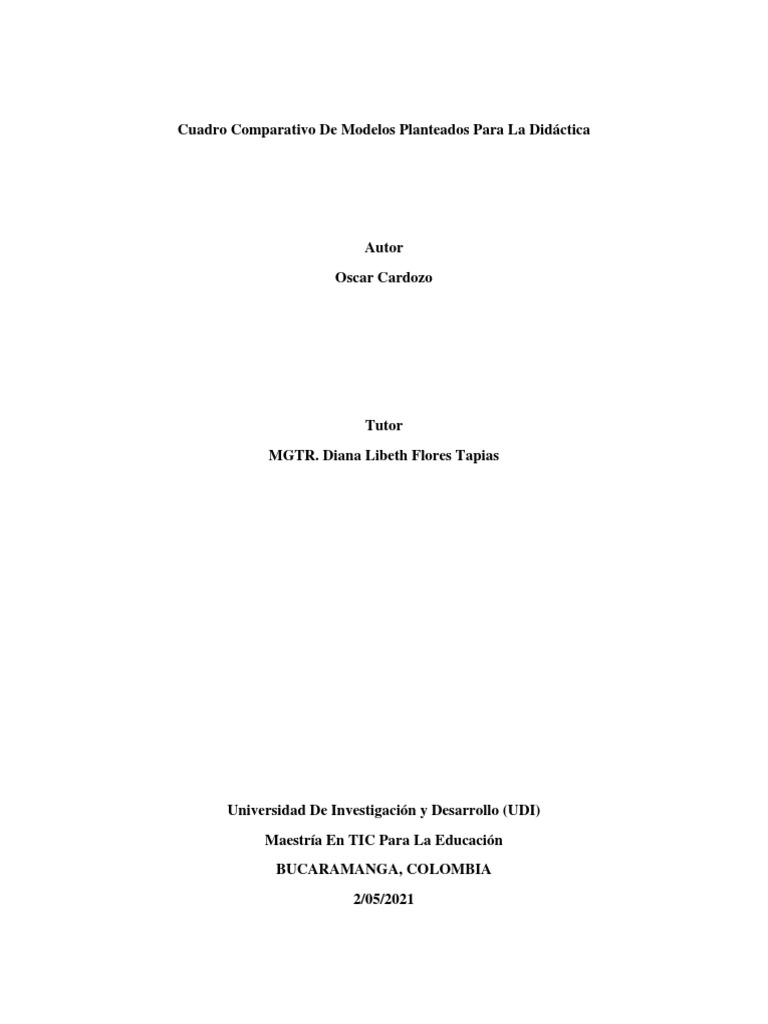CUADRO COMPARATIVO Modelos Didacticos | PDF | Aprendizaje | Maestros