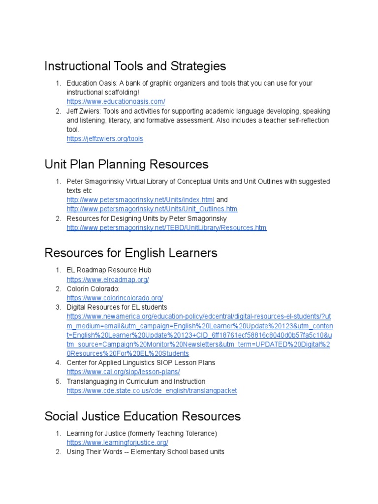 Resources Page 1 | PDF | Pedagogy | Teachers