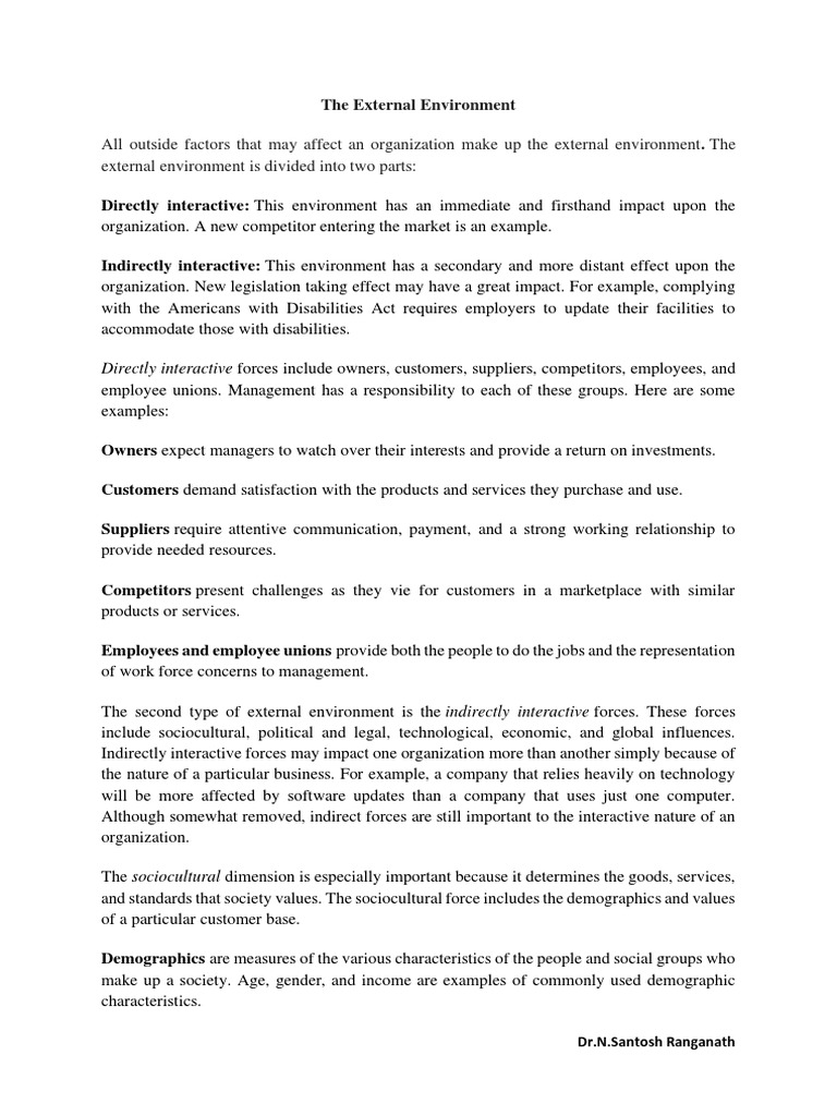 The External Environment | PDF | Labour Economics | Employment
