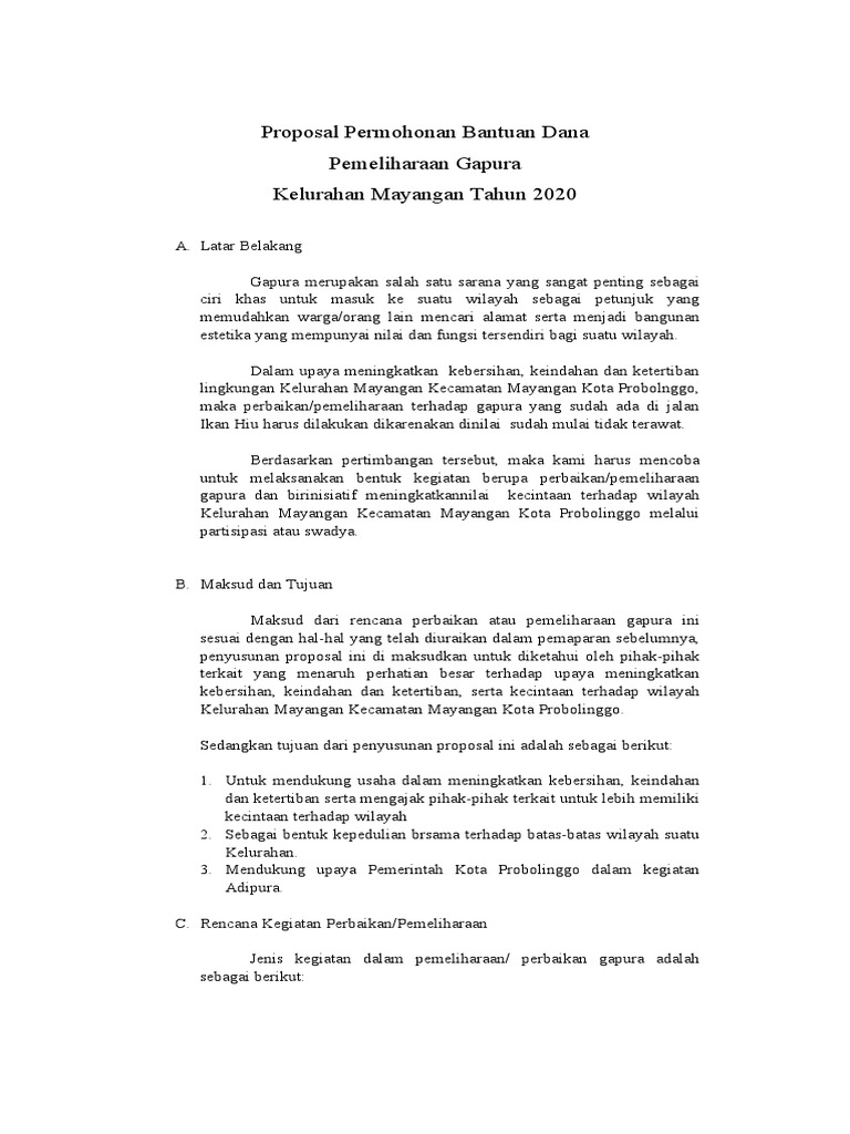 Proposal Permohonan Bantuan Dana | PDF | Bisnis