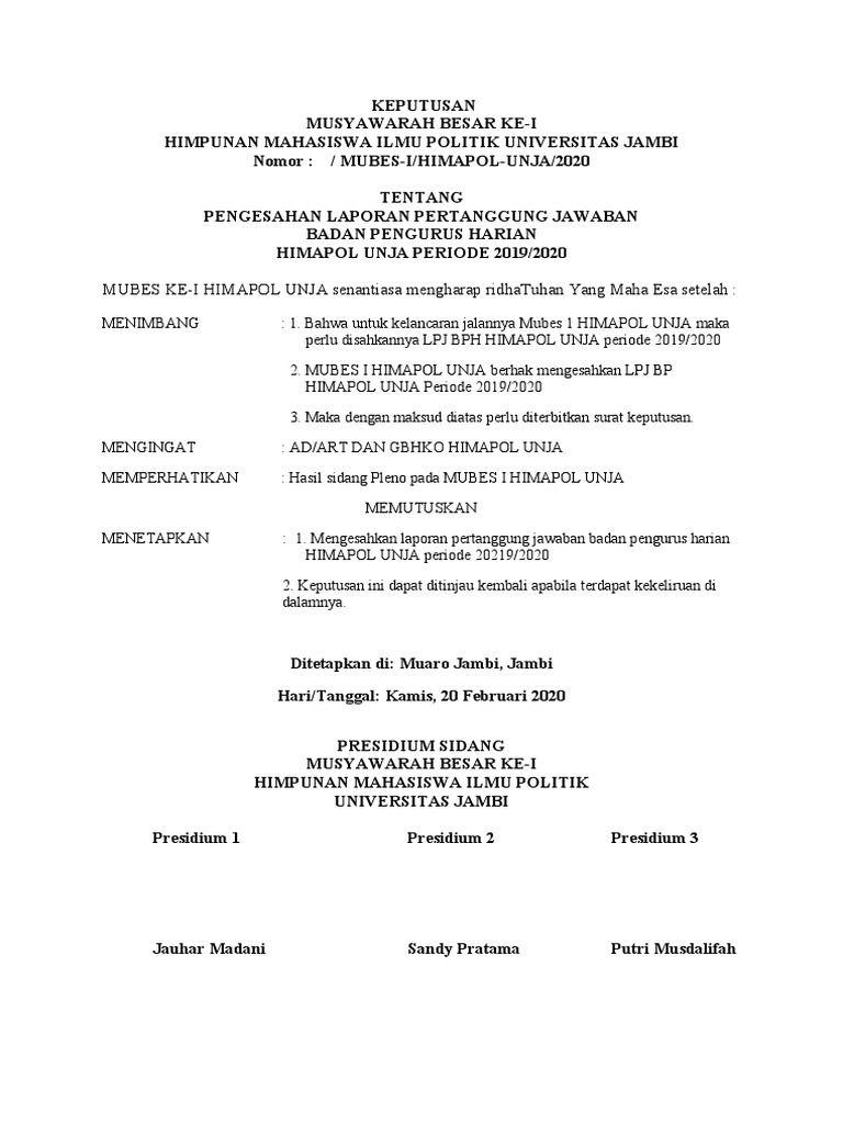 Konsideran LPJ BPH | PDF