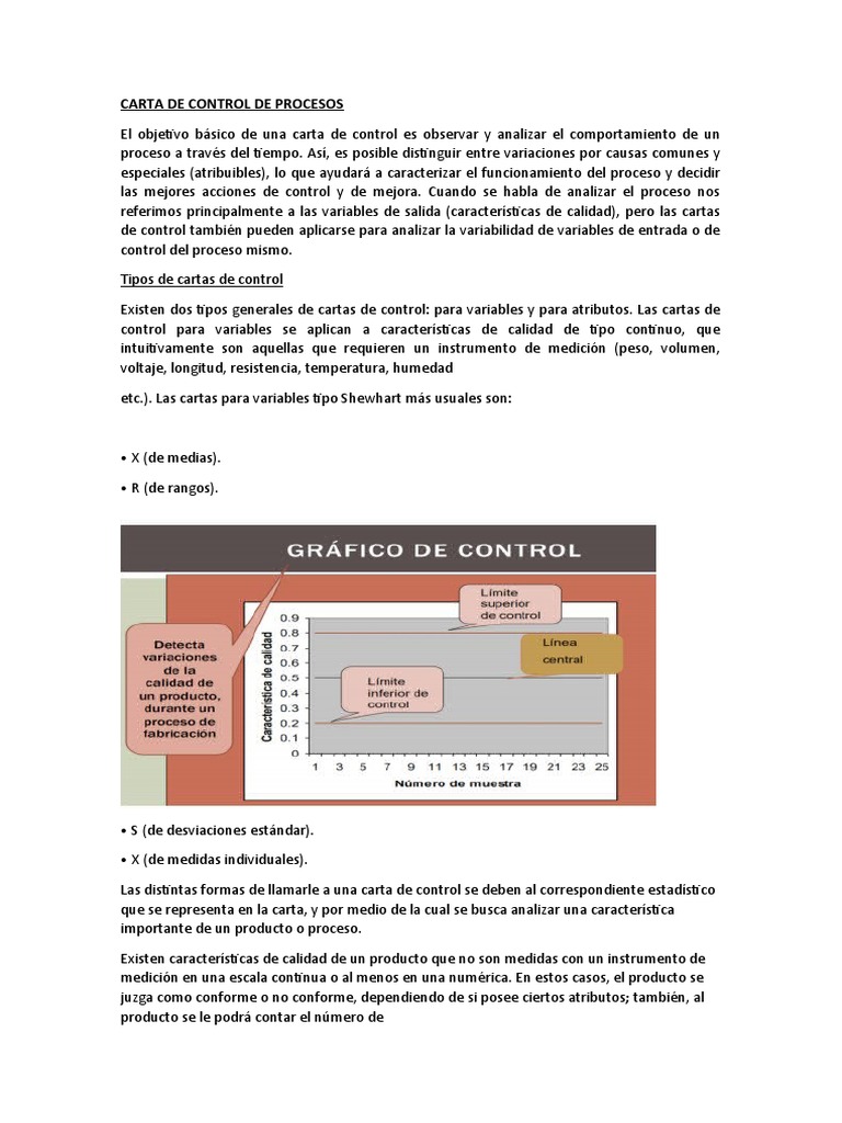 Carta de Control de Procesos | PDF | Estadísticas | Medición