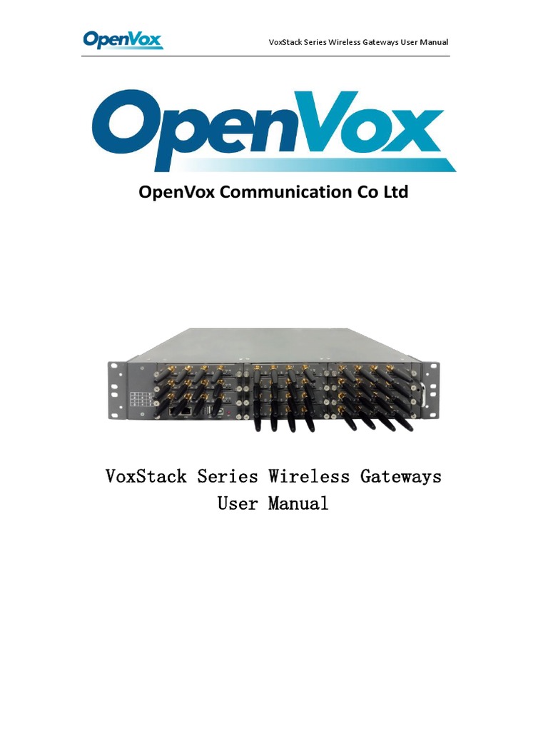 Openvox Communication Co LTD: Voxstack Series Wireless Gateways User Manual | PDF | Session ...