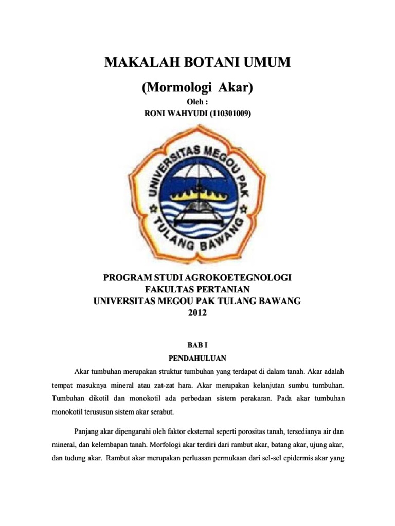 Makalah Botani Umum Morfologi Akar Compress | PDF