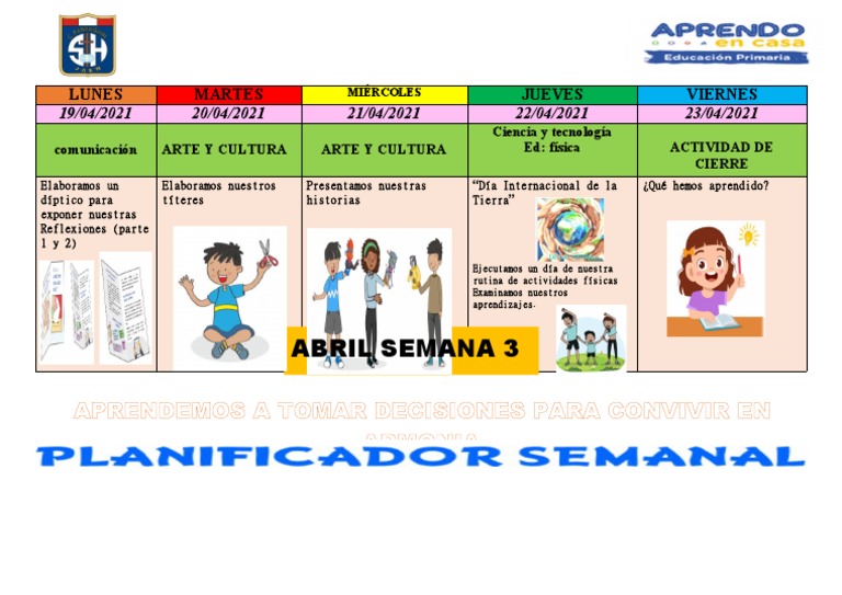 Planificador de La 3 Semana ABRIL (19-23) | PDF