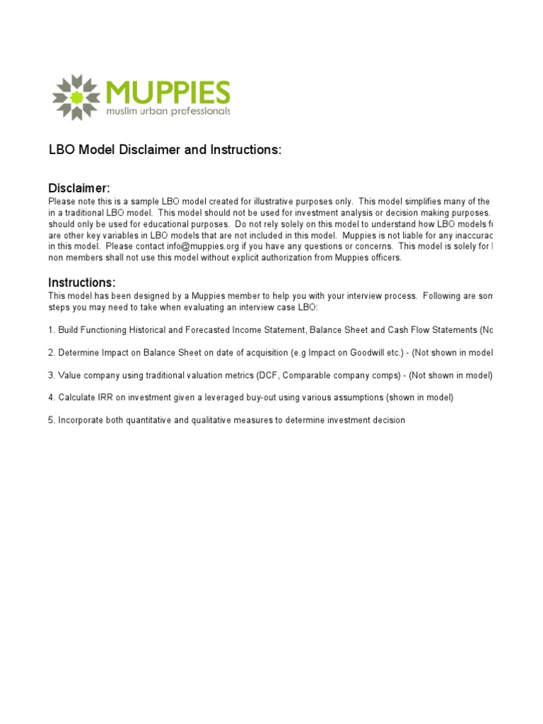 Simple LBO Model | PDF | Financial Economics | Financial Accounting