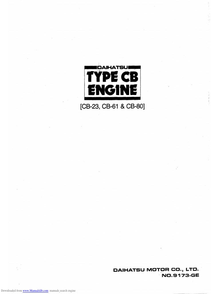 Daihatsu CB23 CB60 61 CB70 80 Engine Manual | PDF | Motor Oil | Nut ...