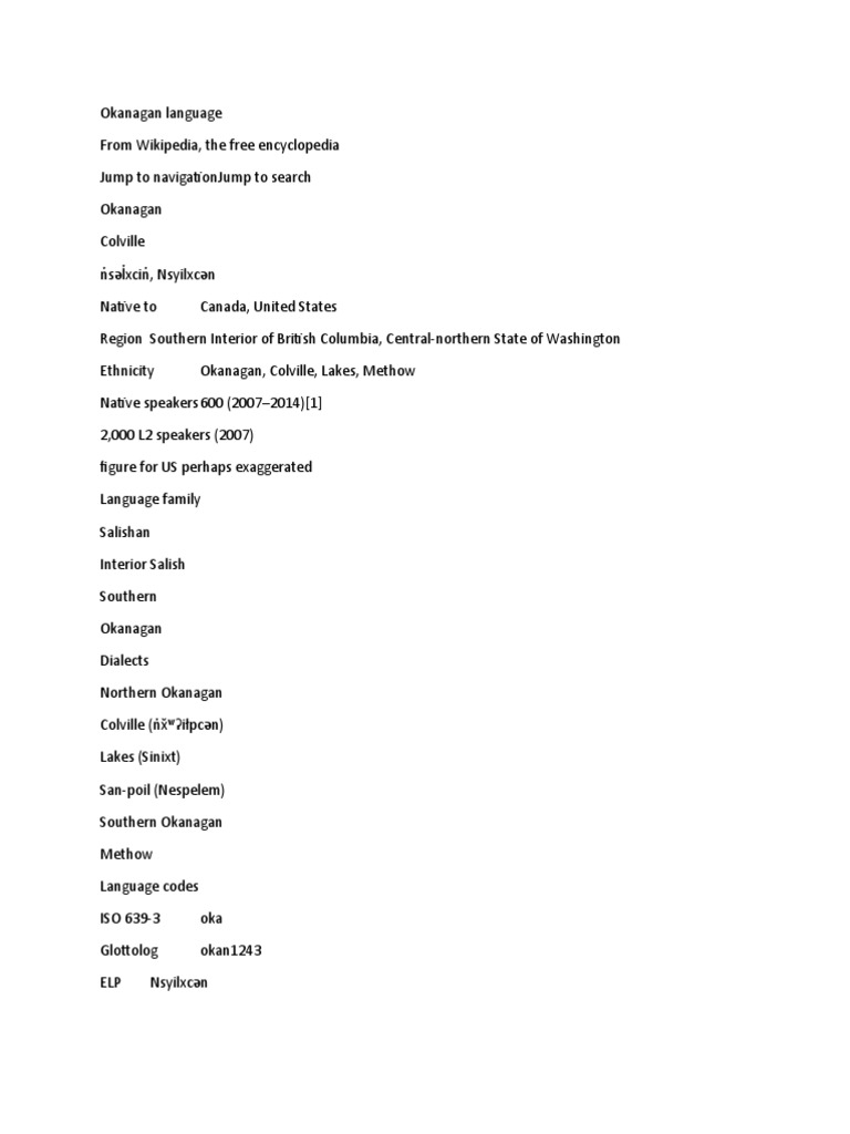 Okanagan Language | PDF | Human Communication | Linguistics