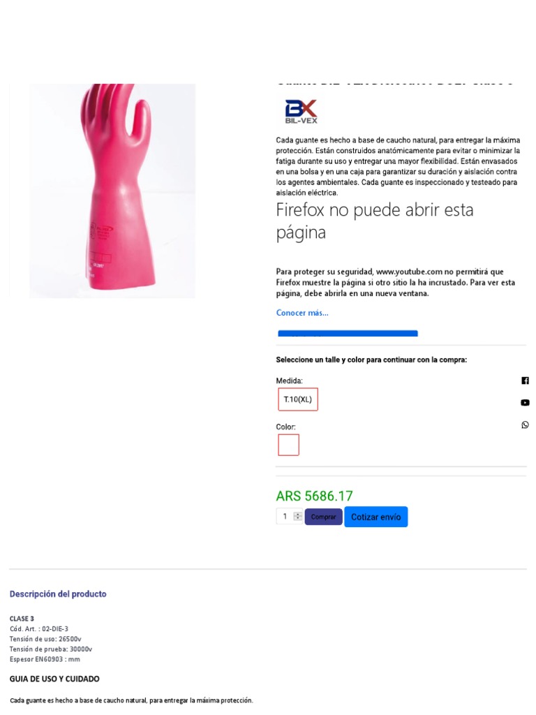 Guante BIL-VEX Dieléctrico BOLT Clase 3 | PDF | Guante | Aislador ...