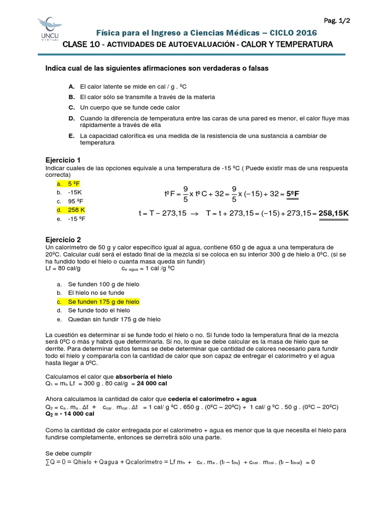 Ejercicios Resueltos de Calor y Temperatura | PDF | Calor | Temperatura