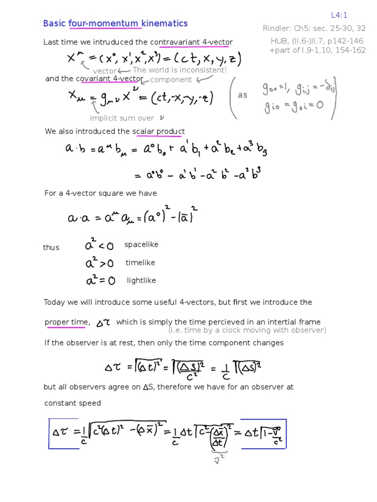 Basic Four-Momentum Kinematics | PDF | Momentum | Special Relativity