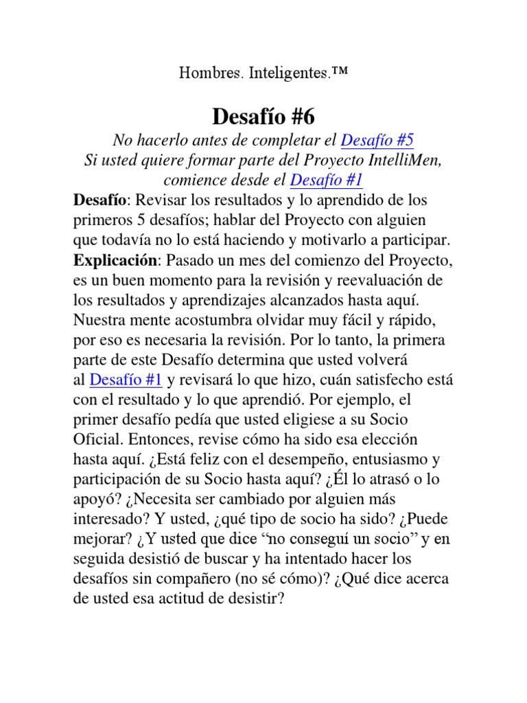 Desafío Intellimen #6 | PDF | Autosuperación