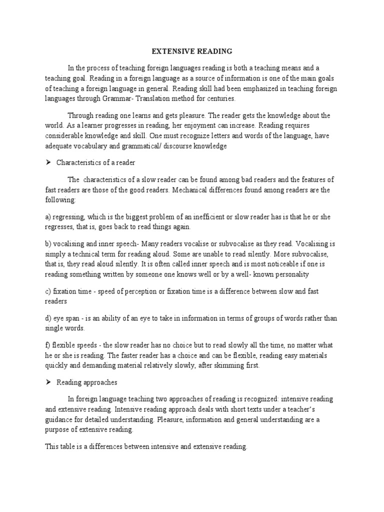 Extensive Reading | PDF | Books | Vocabulary