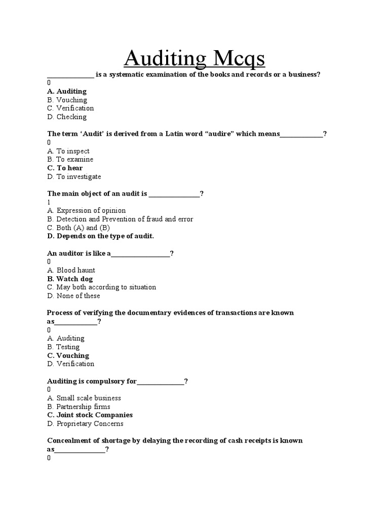 Auditing Mcqs Pak | PDF | Financial Audit | Audit