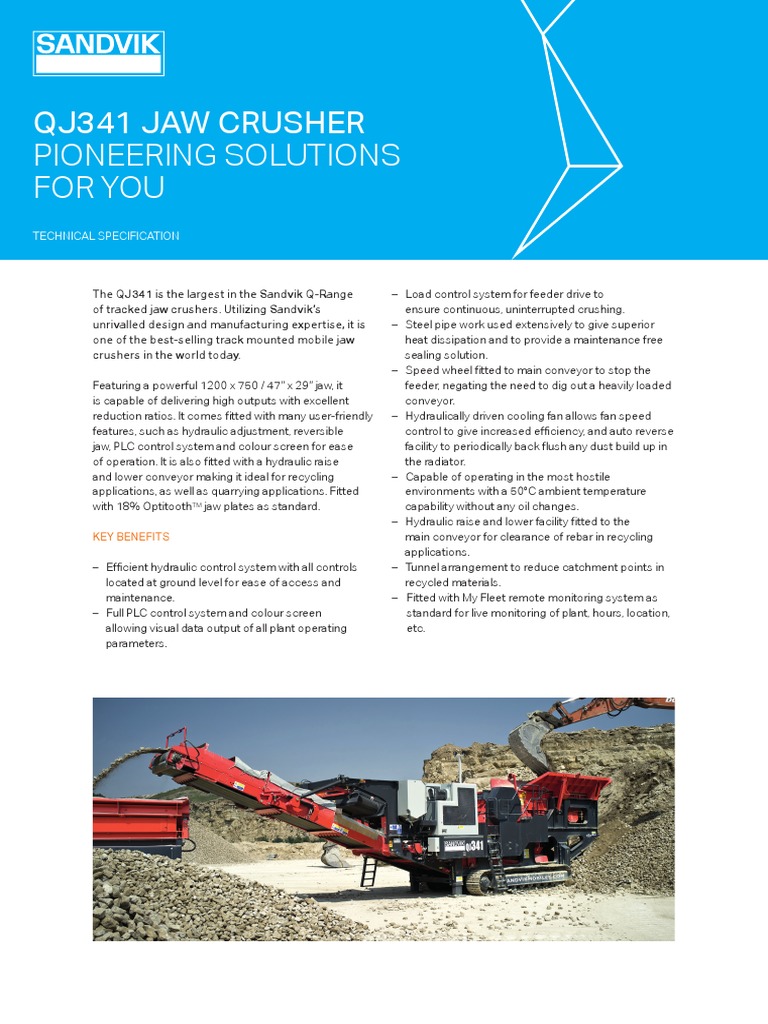 Sandvik QJ341 Spec Sheet | PDF | Manufactured Goods | Vehicles