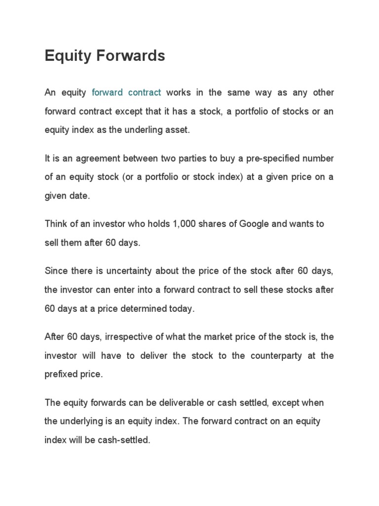 Equity Forwards: Forward Contract | PDF | Fixed Income | Bonds (Finance)
