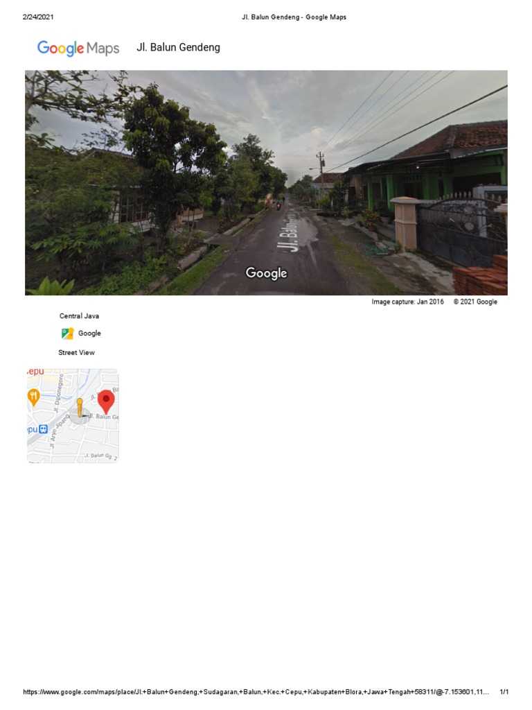 Jl. Balun Gendeng - Google Maps | PDF