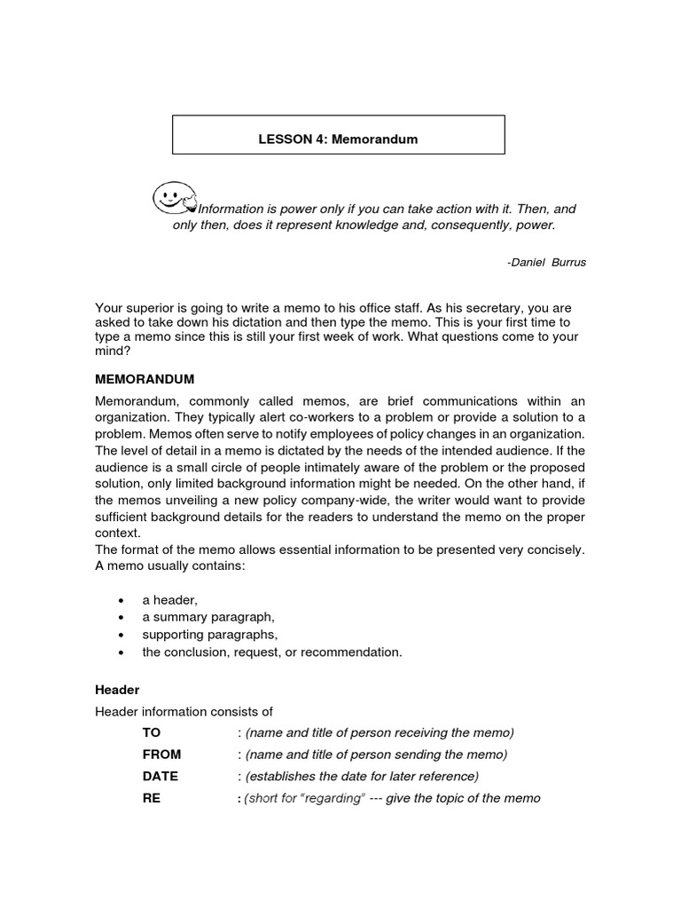 UNIT 3 Lesson 4 Memorandum | Download Free PDF | Memorandum | Communication
