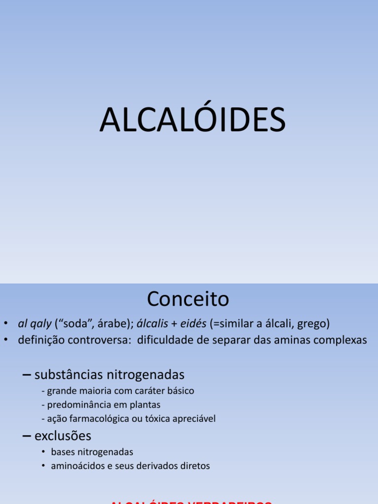 ALCALÓIDES | PDF | Sal (Química) | Solubilidade