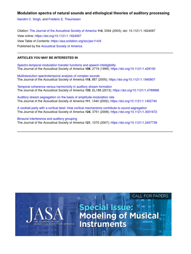 Singh Theunissen 2003-1 | PDF | Spectral Density | Bandwidth (Signal Processing)