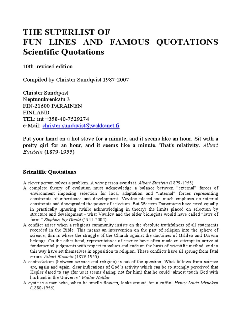 Scientific Quotes Collection | PDF | Relationship Between Religion And ...
