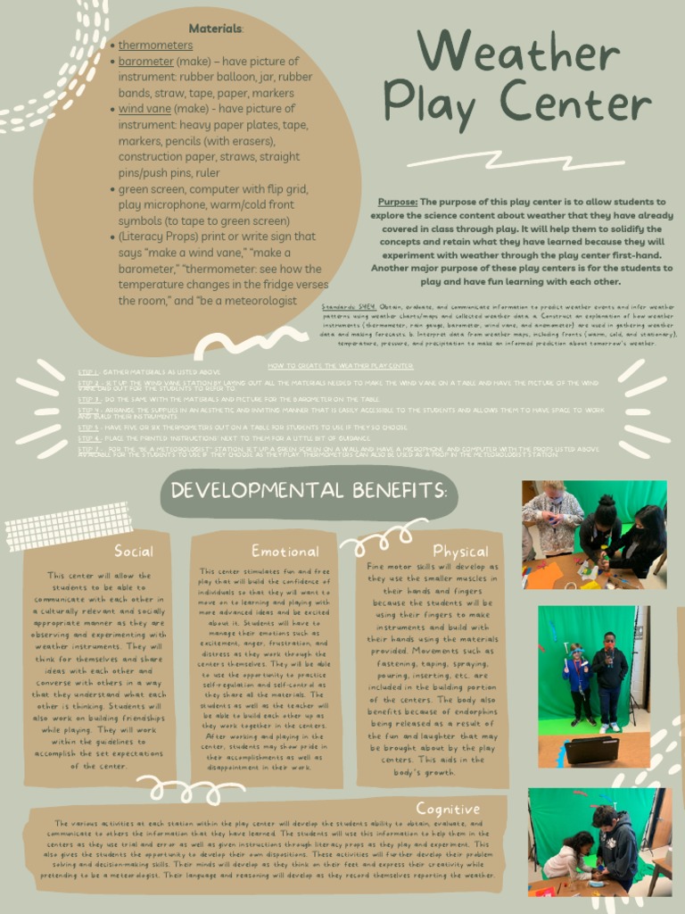 Play Center Handout | PDF | Meteorology | Cognition