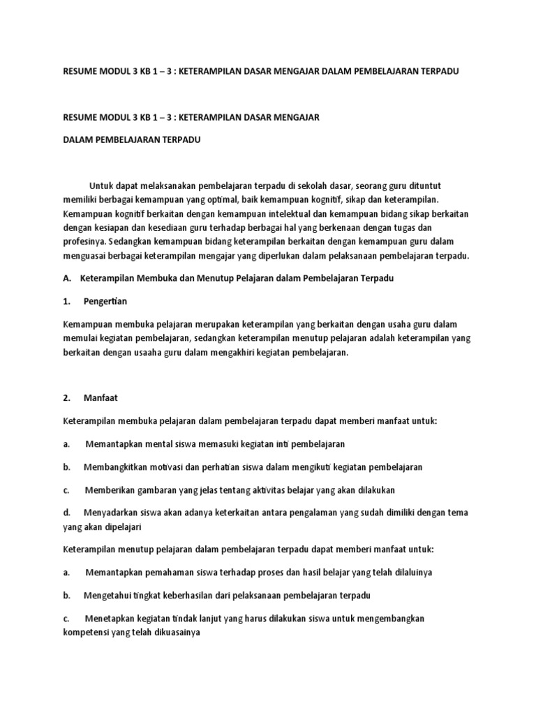 Resume Modul 3 KB 1 | PDF