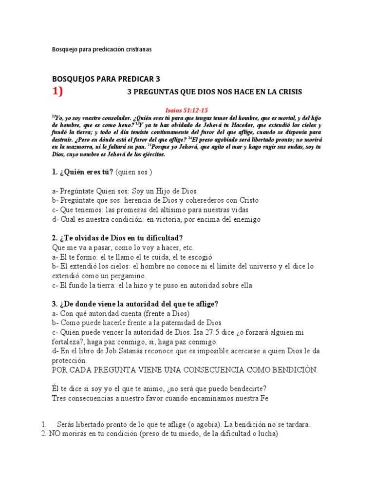 Bosquejo para Predicación Cristianas | Descargar gratis PDF | David ...