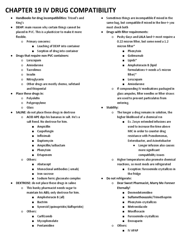Chapter 19 - IV Drug Compatibility | PDF | Medicinal Chemistry | Pharmacy