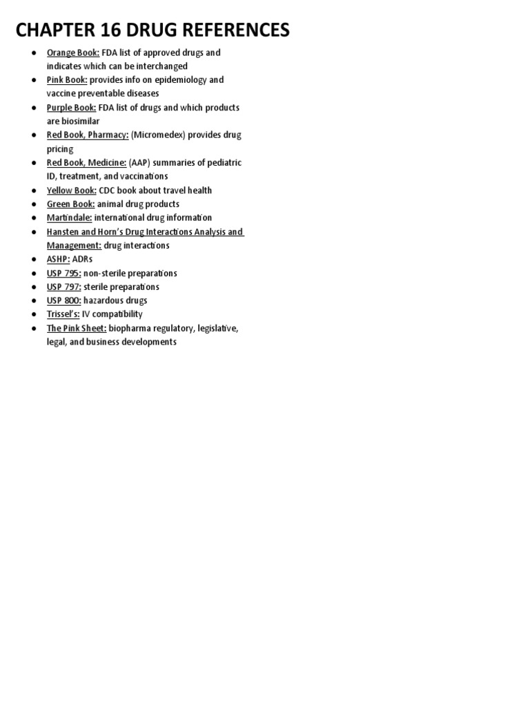 Chapter 16 - Drug References | PDF