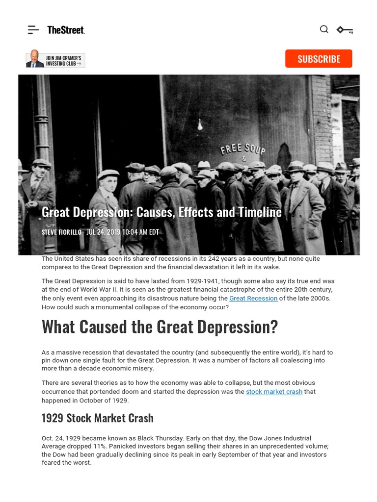 Great Depression Timeline 1929 1941
