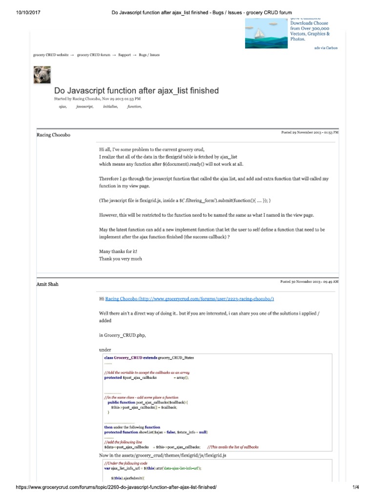 Do Javascript Function After Ajax List D Bugs Issues
