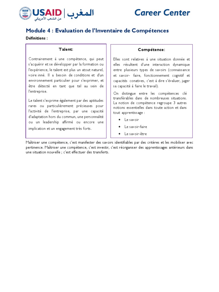 01 Evaluation Inventaire Competences | PDF | Compétence (Ressources ...