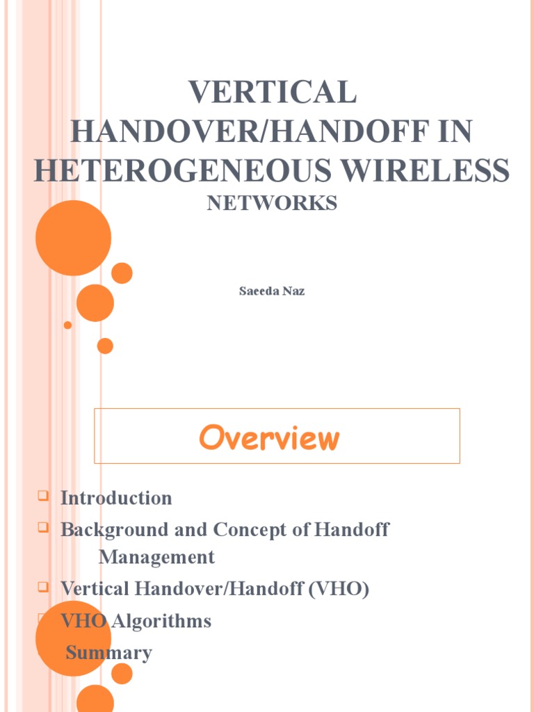 Vertical Handover/Handoff in Heterogeneous Wireless: Networks | PDF | Computer Network | Quality ...