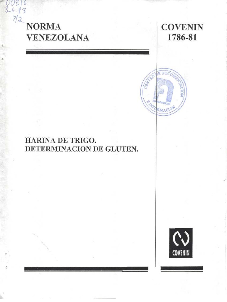 COVENIN - Harina de Trigo Determinación de Gluten | PDF