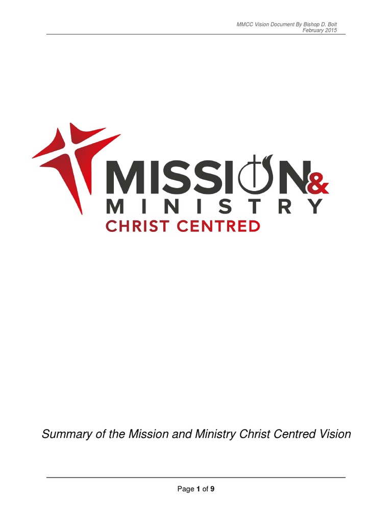Summary of The Mission and Ministry Christ Centred Vision: MMCC Vision ...