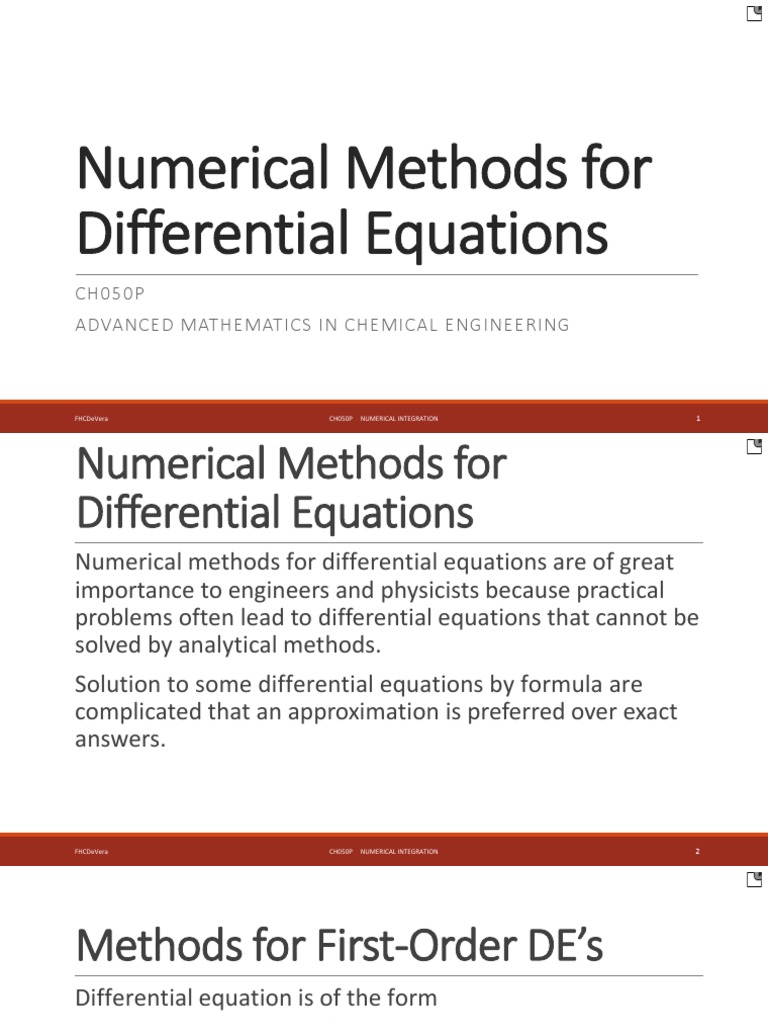 10.1 Numerical Solution of Ordinary Differential Equations | PDF | Numerical Analysis ...