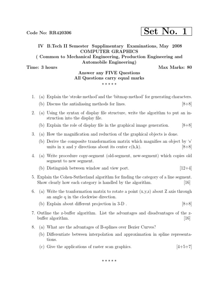 rr420306 Computer Graphics | PDF | Teaching Methods & Materials | Computers