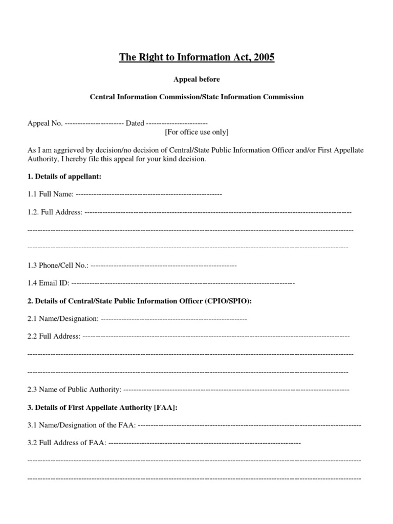 Second Appeal Form Rti en | PDF | Complaint | Public Law