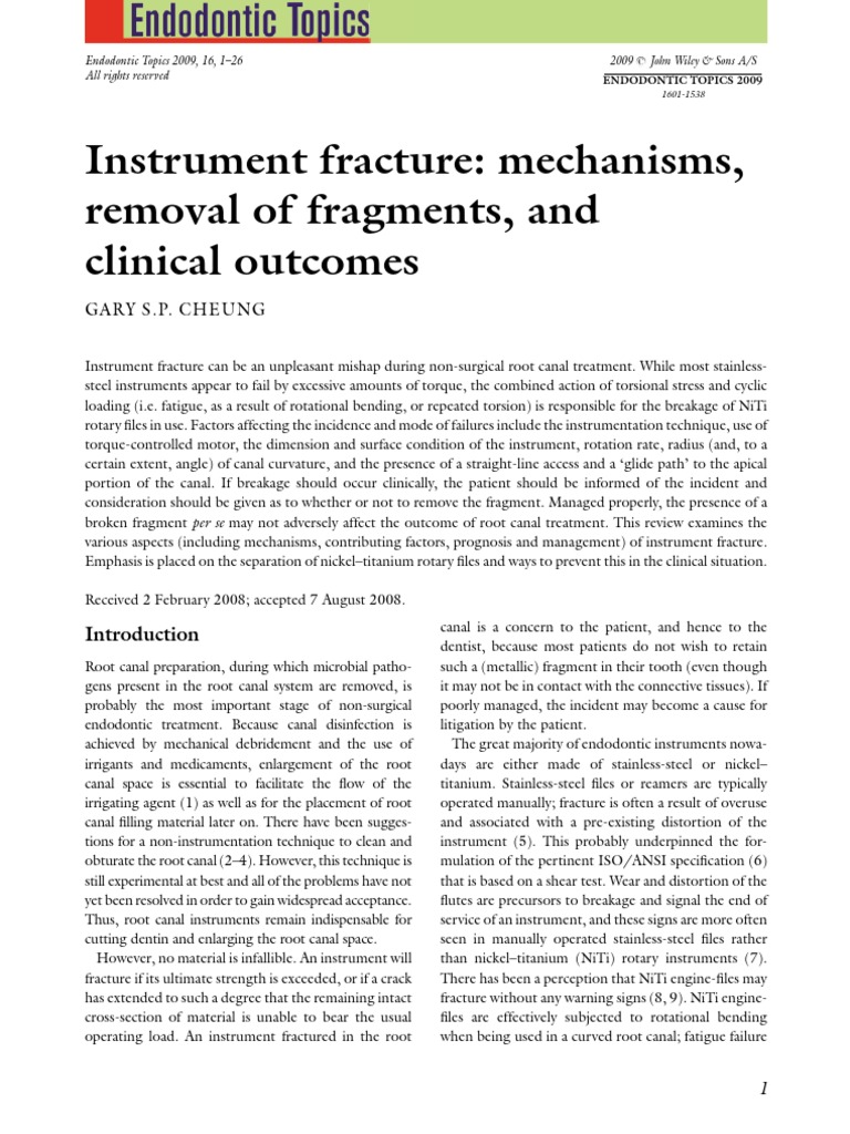 Mechanisms, Prevention, and Management of Nickel-Titanium Rotary File ...