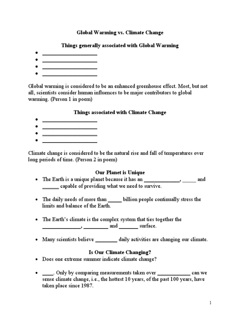 Global Warming Notes 06 Student Good | PDF | Climate Change ...