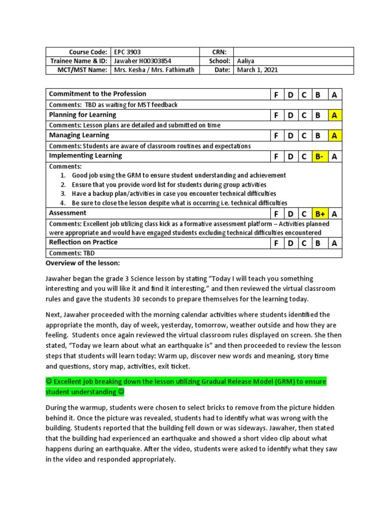 1 - EPC 3903 - Jawaher - H00303854 | PDF | Educational Psychology | Applied Psychology