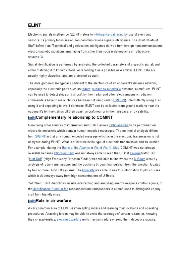 ELINT | Download Free PDF | Signals Intelligence | Military Communications