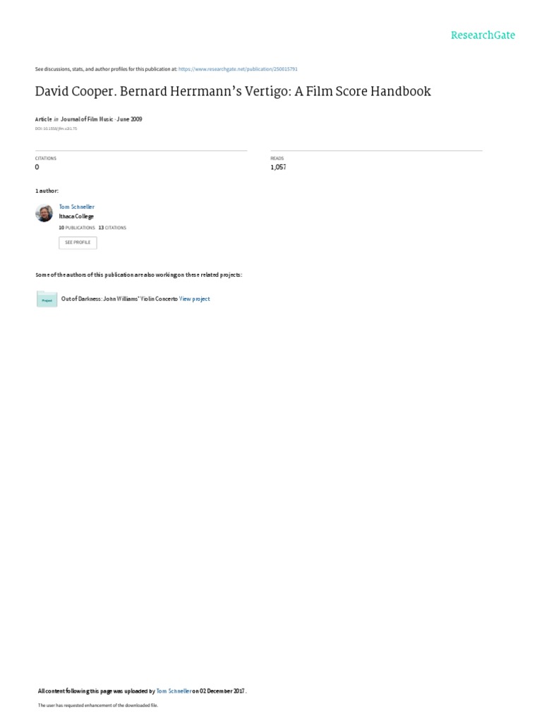 David Cooper. Bernard Herrmann S Vertigo | PDF | Film Score | Rhythm
