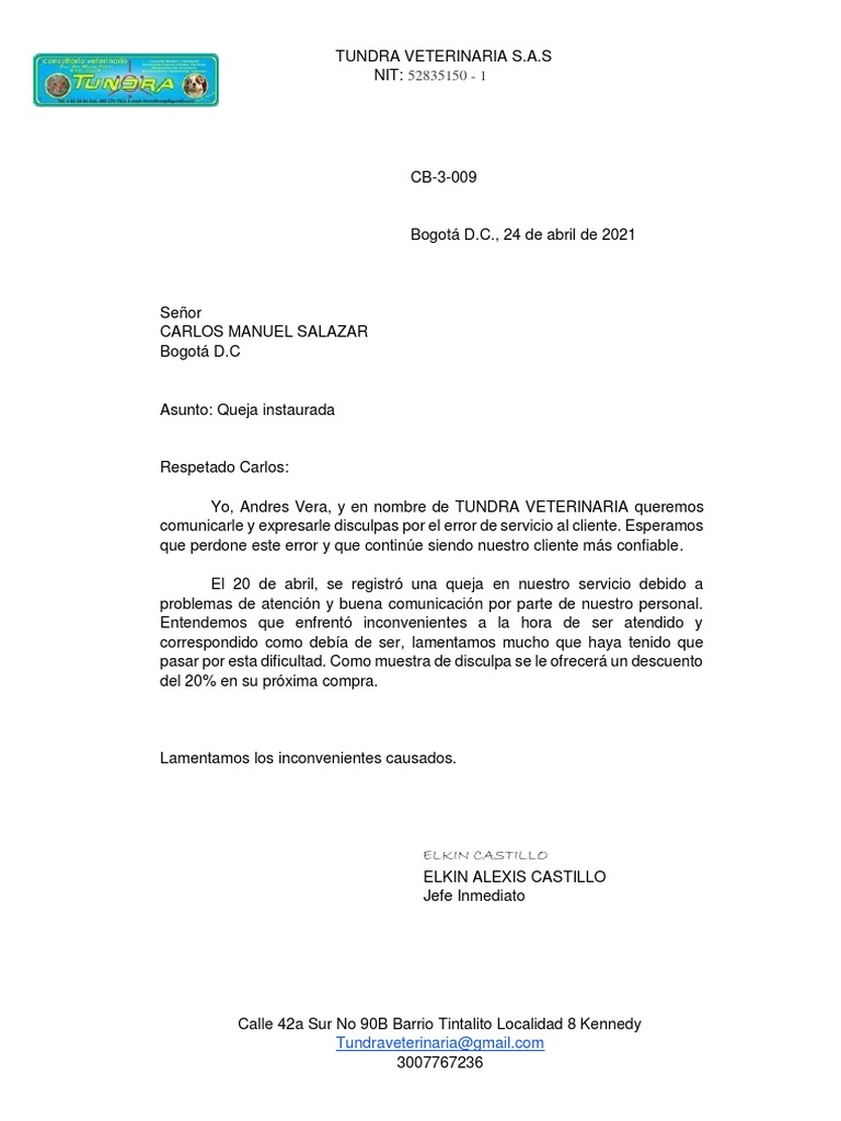 Carta Estilo Semibloque Con Sangria TT | PDF