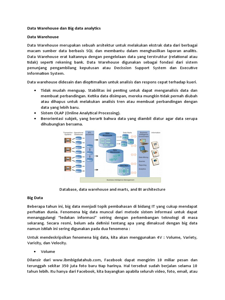 Data Warehouse Dan Big Data Analytics | PDF