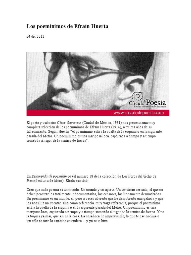 Los Poemínimos de Efraín Huerta | PDF | Poesía