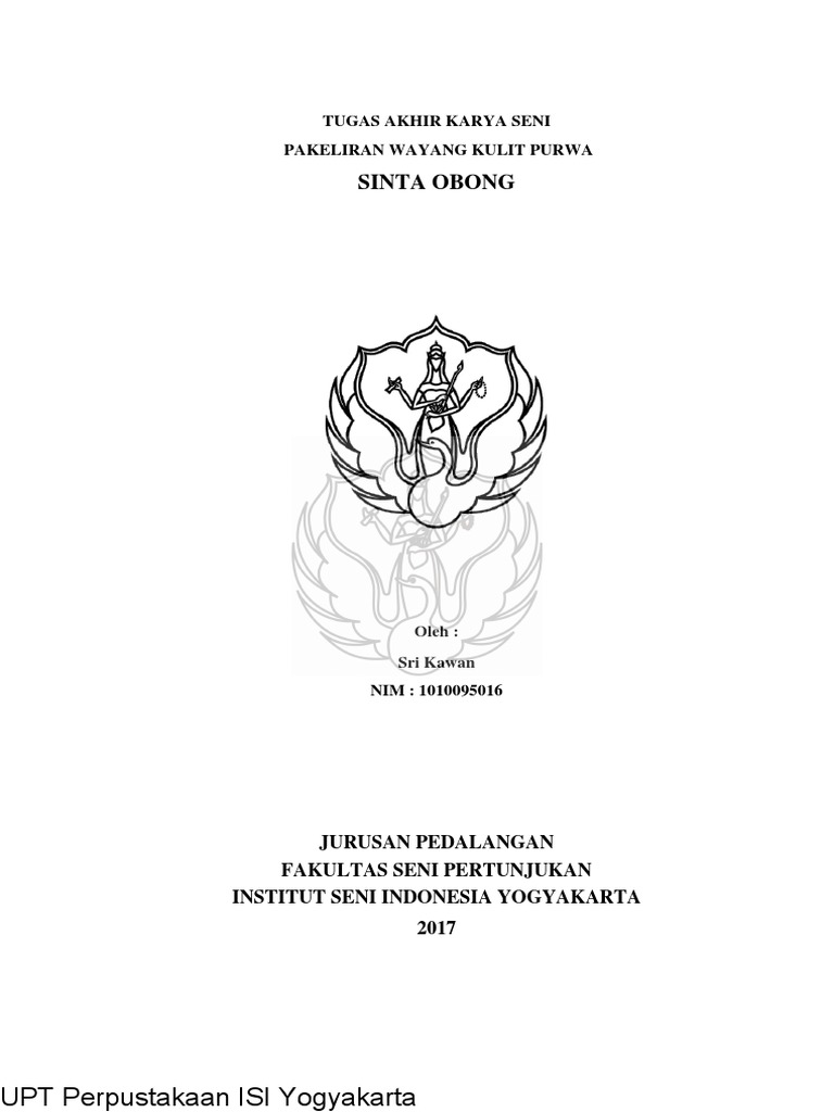 Sinta Obong: UPT Perpustakaan ISI Yogyakarta | PDF