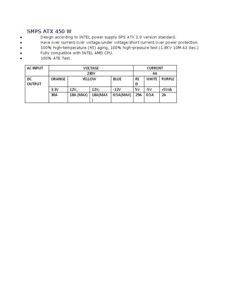 SMPS Product Specification | PDF | Science & Mathematics