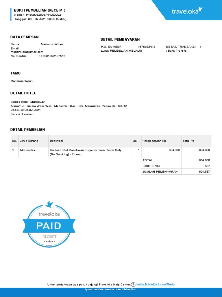 Contoh Bil Hotel | PDF